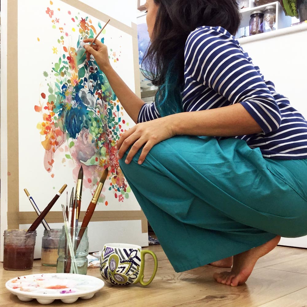 Plant Lady Botanical Woman Art Print Flowers Watercolor - Etsy UK