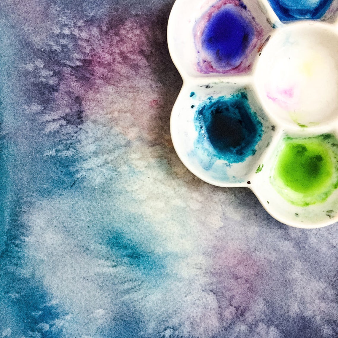 Space Art Print Celestial Watercolor Painting Galaxy Watercolor Gold ...