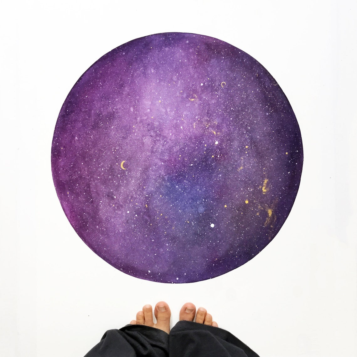 Purple Galaxy Moon Wall Art Lunar Print Purple Gold Moon | Etsy