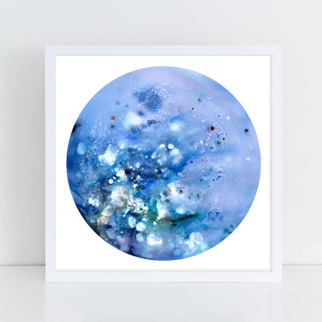 Super Blue Moon Print. Blue Supermoon Watercolor. Lunar Wall Art ...