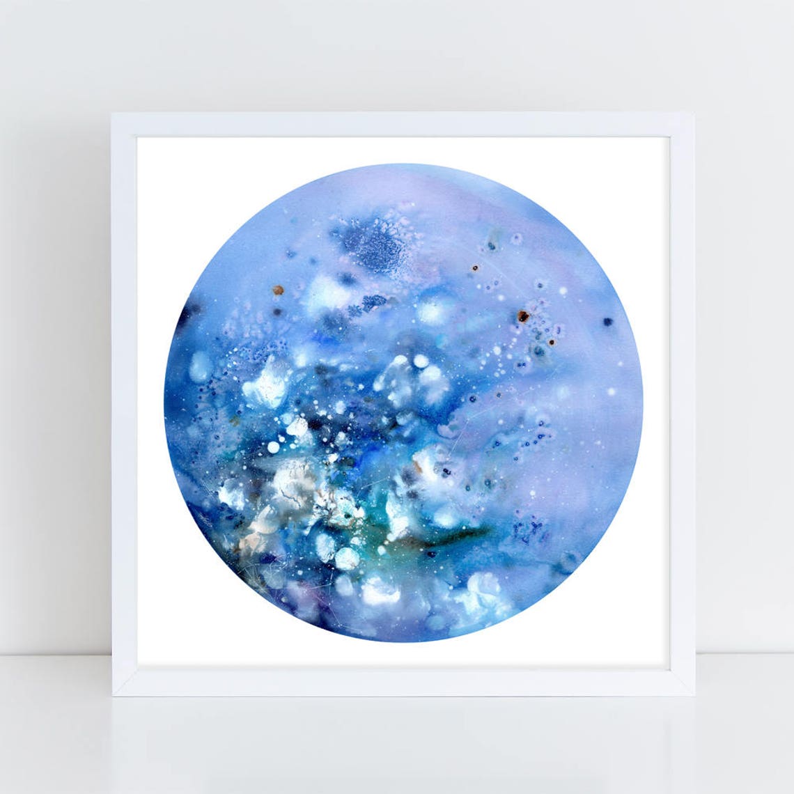 Super Blue Moon Print. Blue Supermoon Watercolor. Lunar Wall - Etsy