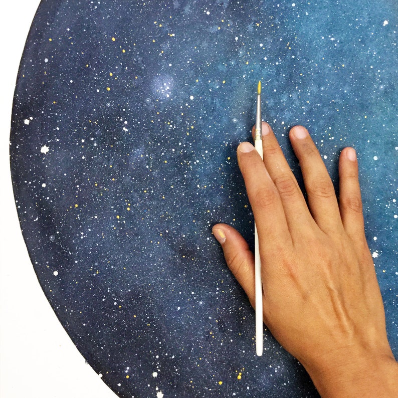 Blue Galaxy Moon Art Print | Blue Wall Art Celestial Night Sky ...