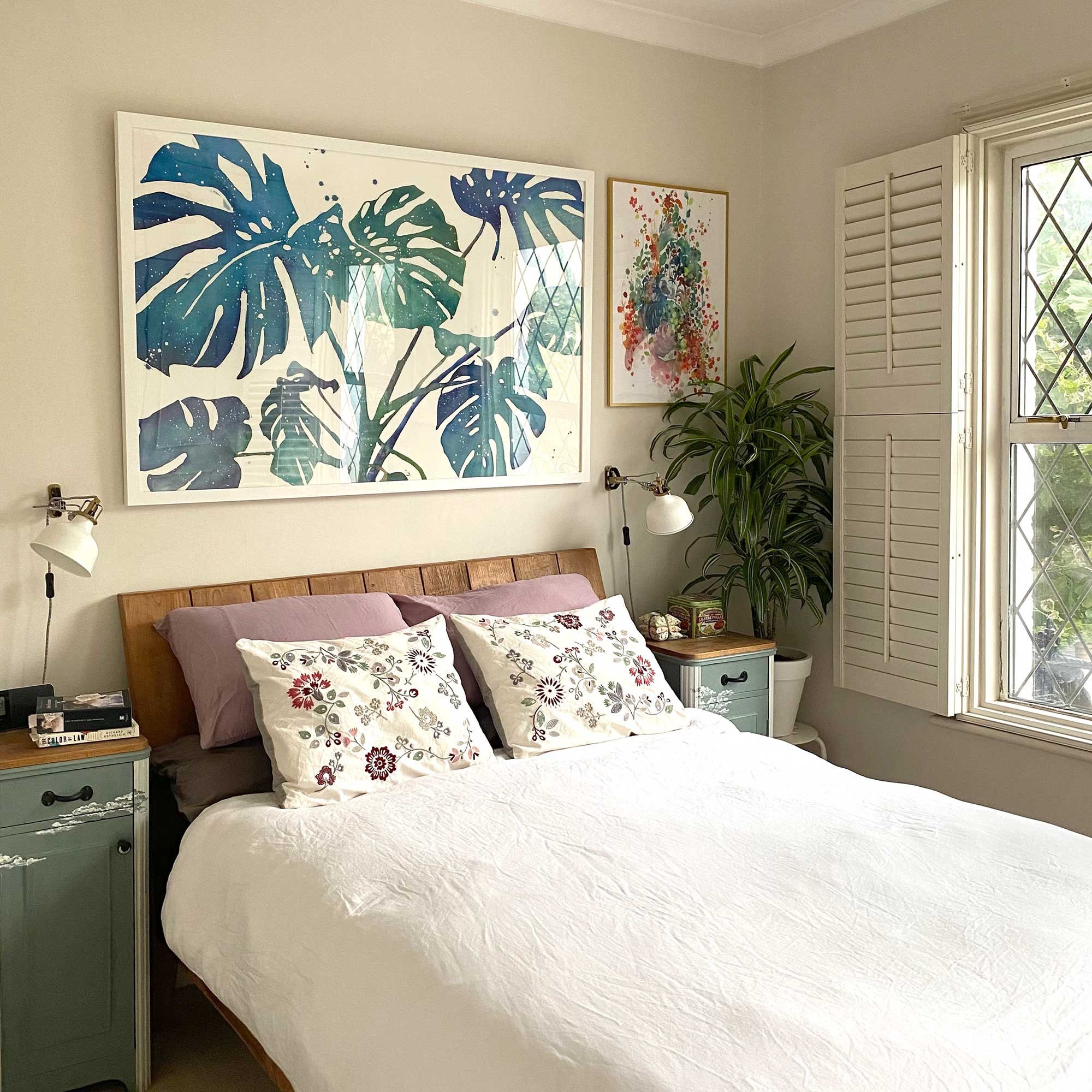 Blue Monstera Plant Art Print Giant Blue Monstera Watercolor | Etsy