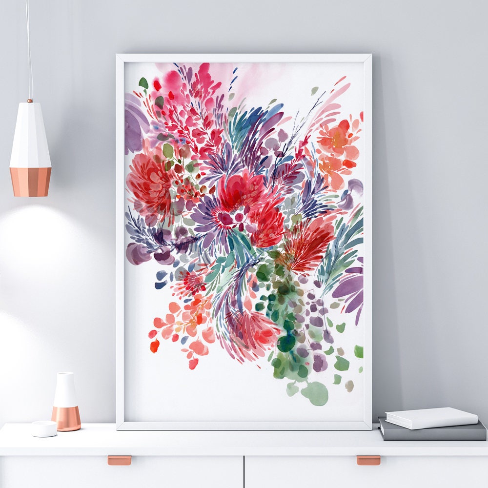 Focus Flower Print Large Floral Abstract Art Earthy Colour - Etsy