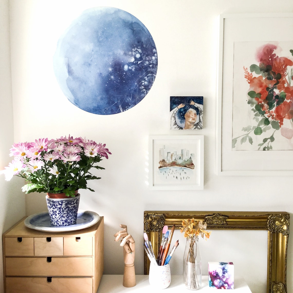 Blue Moon Wall Decal | Moon Wall Art Decor. Wall Sticker Nursery Moon ...