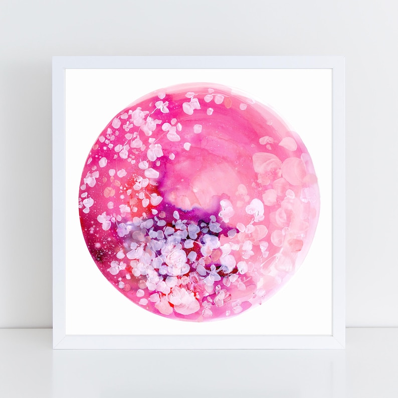 Pink Cherry Moon | Art Print Blossom Nursery Decor Spring Modern Art ...