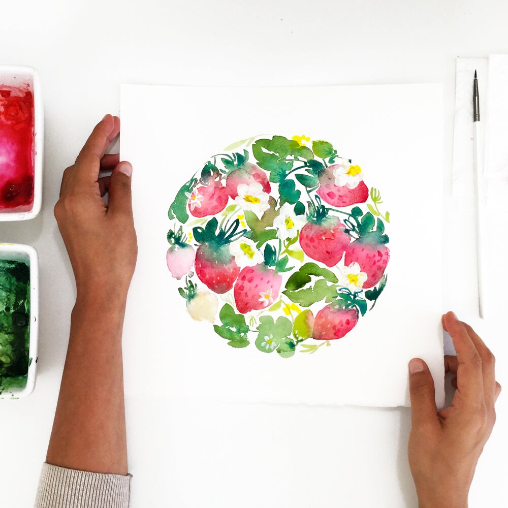 Strawberry Moon Art Print Kitchen Decor Strawberry Moon | Etsy