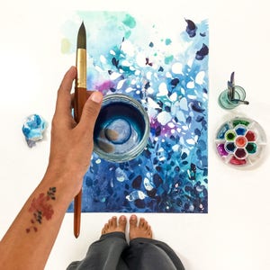 Water and Earth | Abstract Blue Watercolor Painting Art Print Blue Home ...