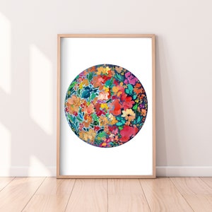 Floral Eclipse Moon Art Print | Flower Moon Eclipse Phase Wall Art ...