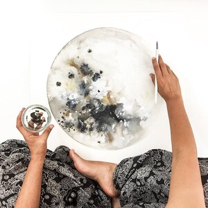 Silver Moon Print | Full Moon Poster Art Wall Decor Watercolor Painting ...