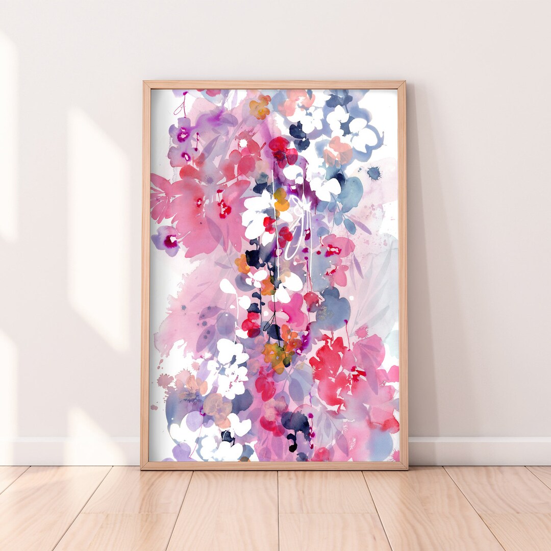 Fade, Pink Abstract Botanical Wall Art by Creativeingrid | Large Floral ...