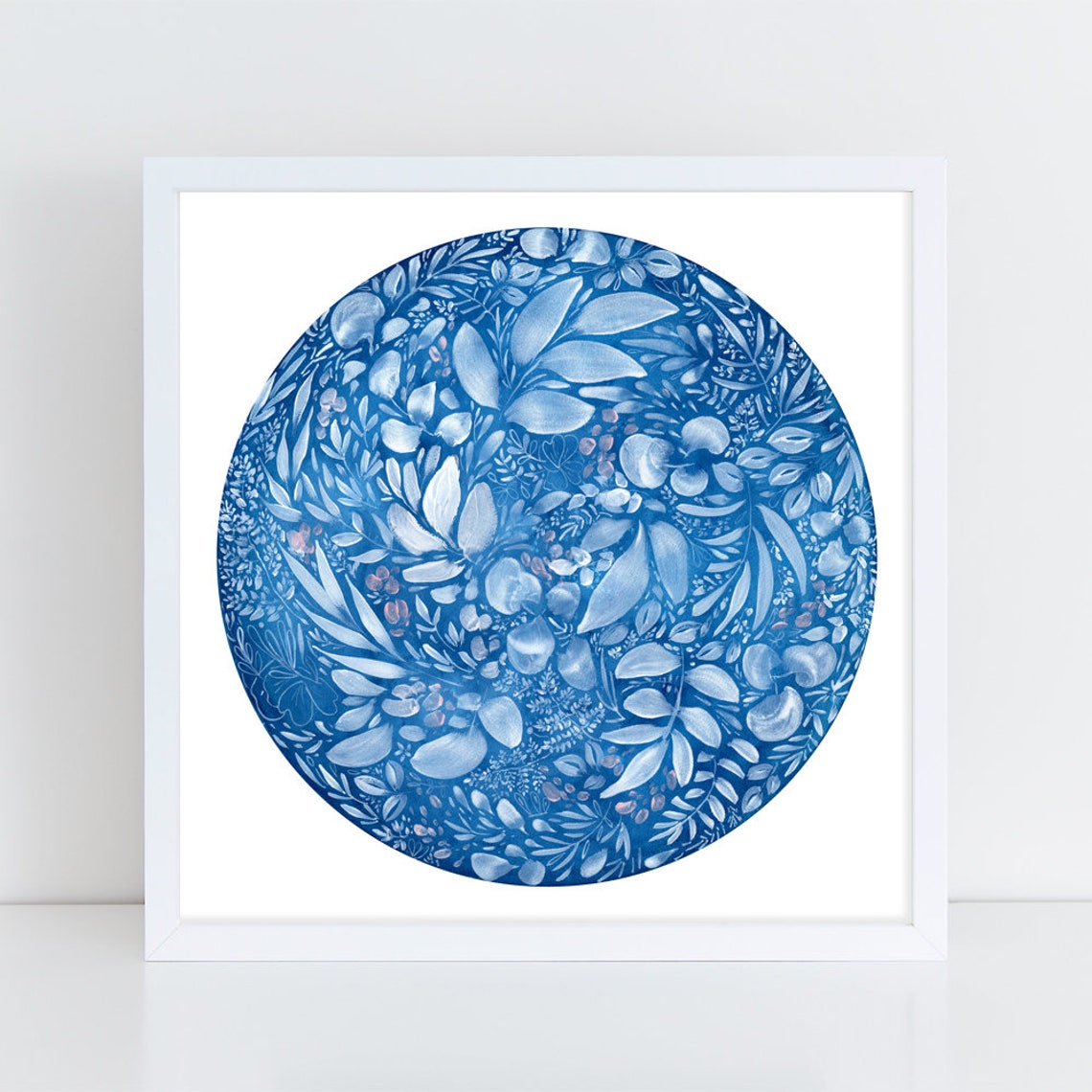 Full Flower Moon Blue Moon Indigo Wall Art Lunar Phases Blue | Etsy