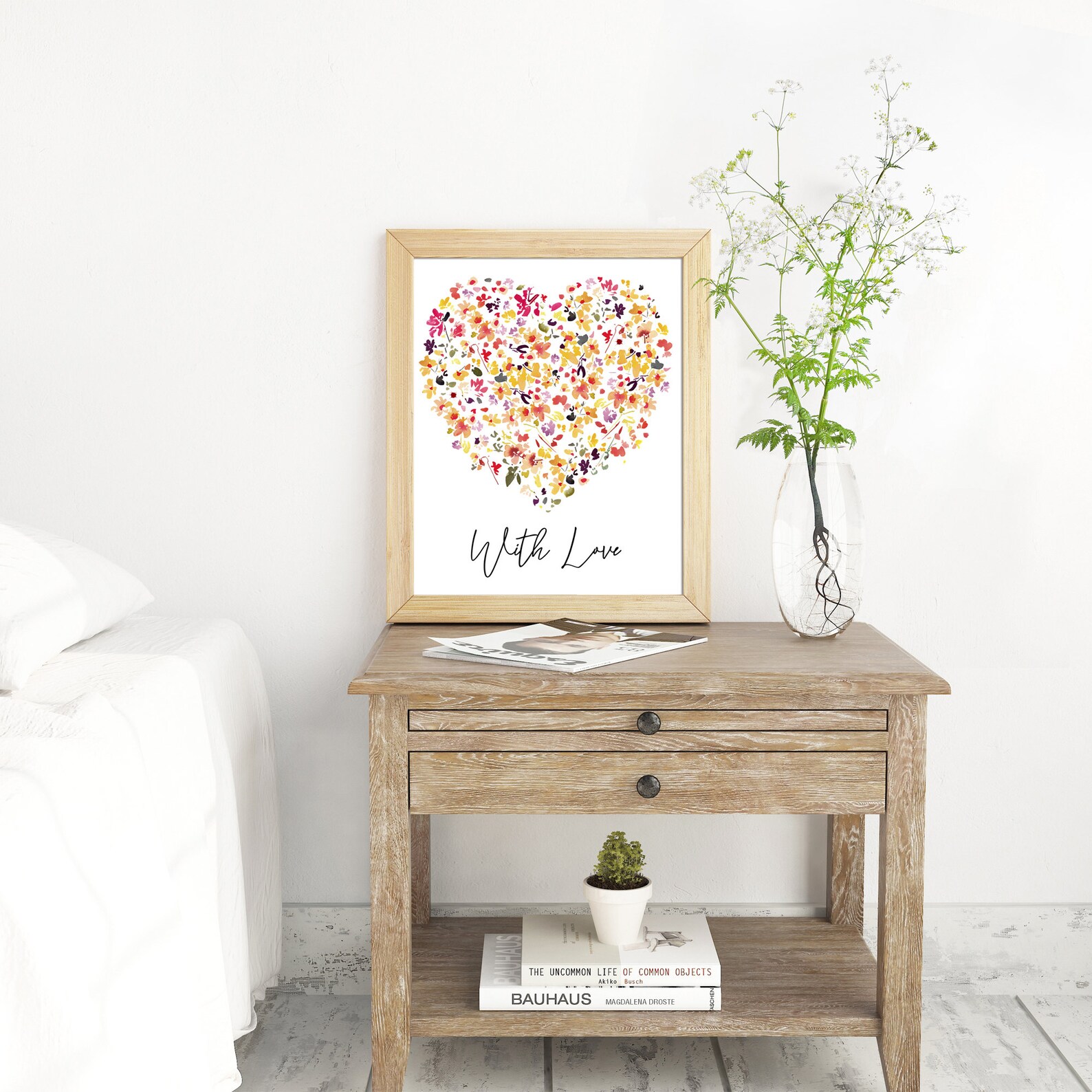 Floral Heart Love Print | Love Heart Art Print Gift Valentines Day Love ...