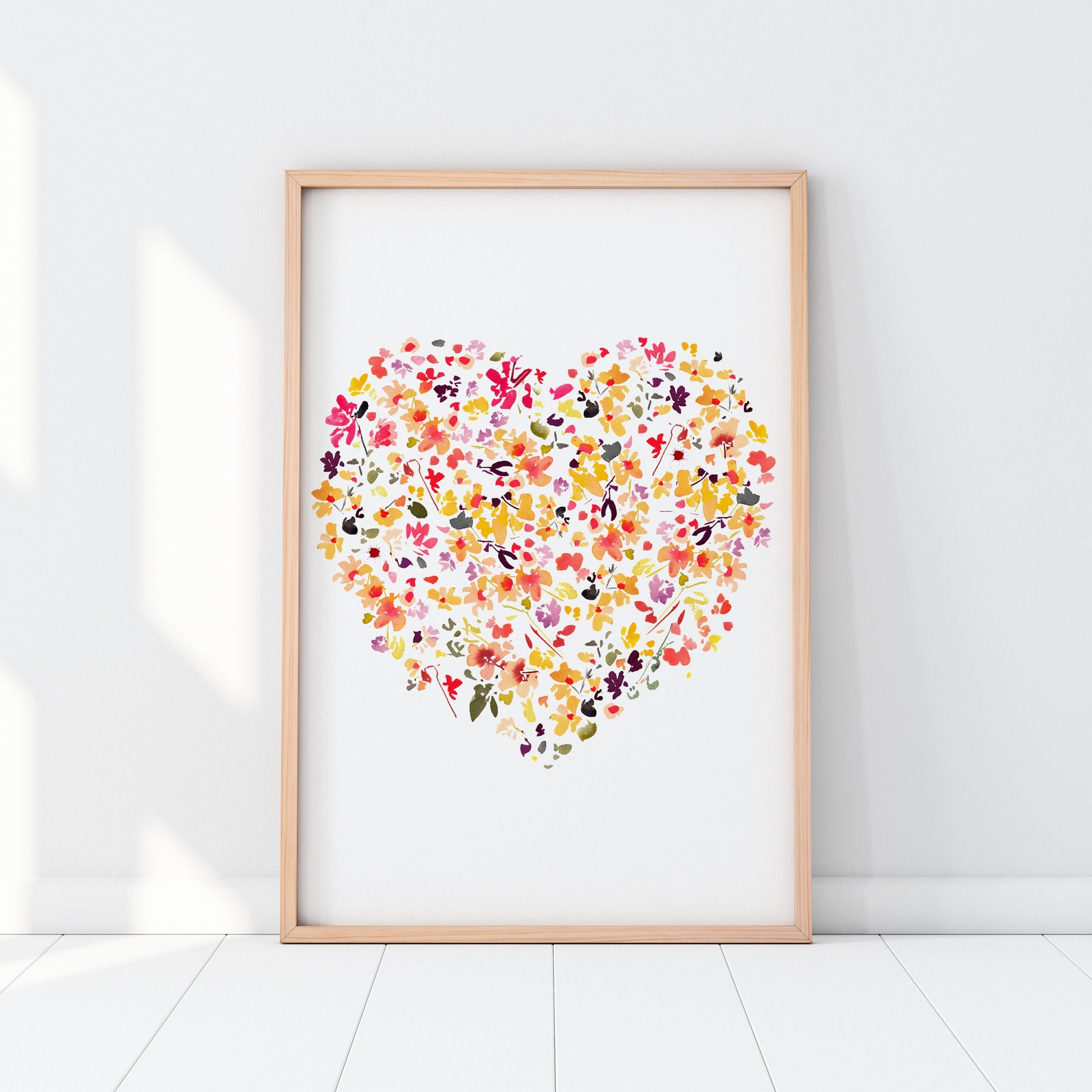 Floral Heart Love Print | Love Heart Art Print Gift Valentines Day Love ...