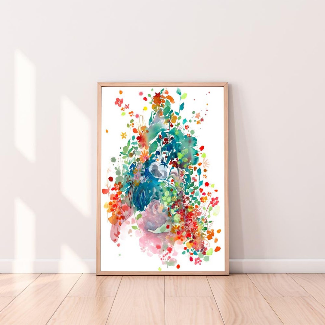 Plant Lady, Botanical Woman Art Print | Flowers Watercolor Painting ...