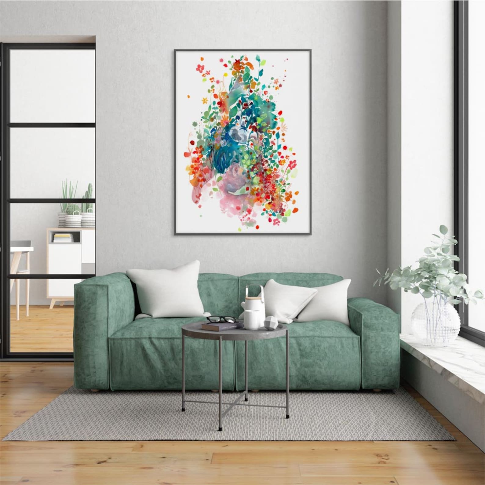 Plant Lady Botanical Woman Art Print Flowers Watercolor - Etsy