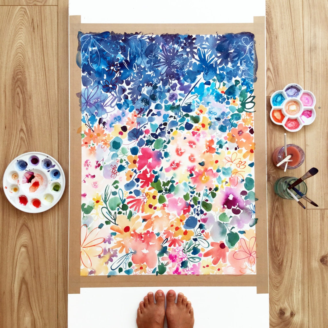 Floral Stardust Art Print Celestial Landscape of Flowers - Etsy
