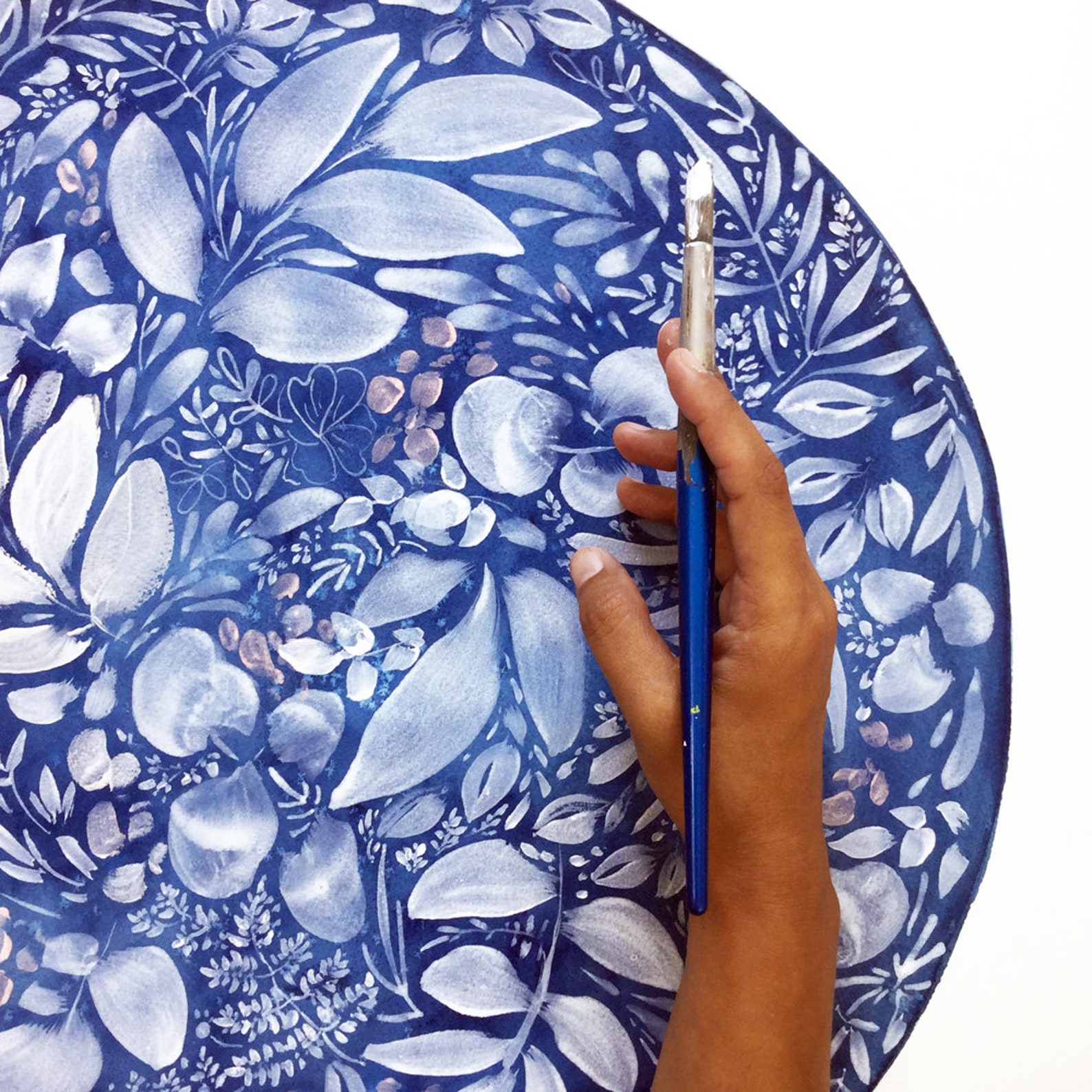 Full Flower Moon Blue Moon Indigo Wall Art Lunar Phases Blue | Etsy