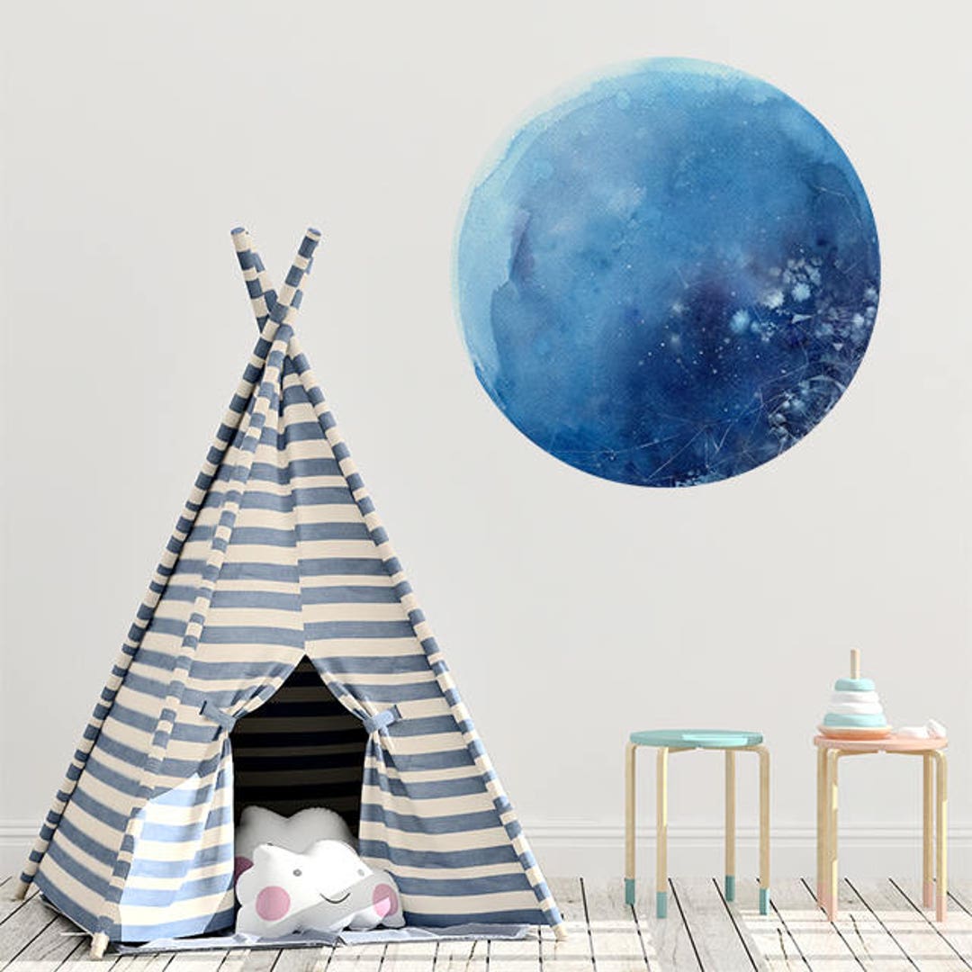 Blue Moon Wall Decal | Moon Wall Art Decor. Wall Sticker Nursery Moon ...