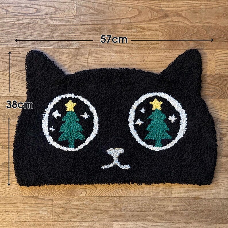 Christmas Cat Punch Needle Kit for Beginners - Cozy Holiday Decor - Etsy