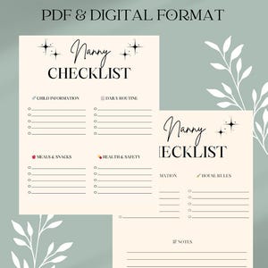 Printable Nanny Checklist – Digital PDF With Child Info, Routine, Meals ...