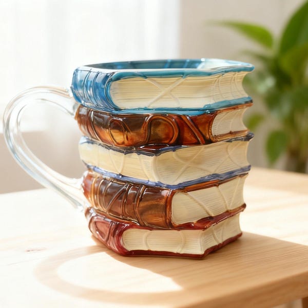 Glass Stacked Books Mug - Etsy
