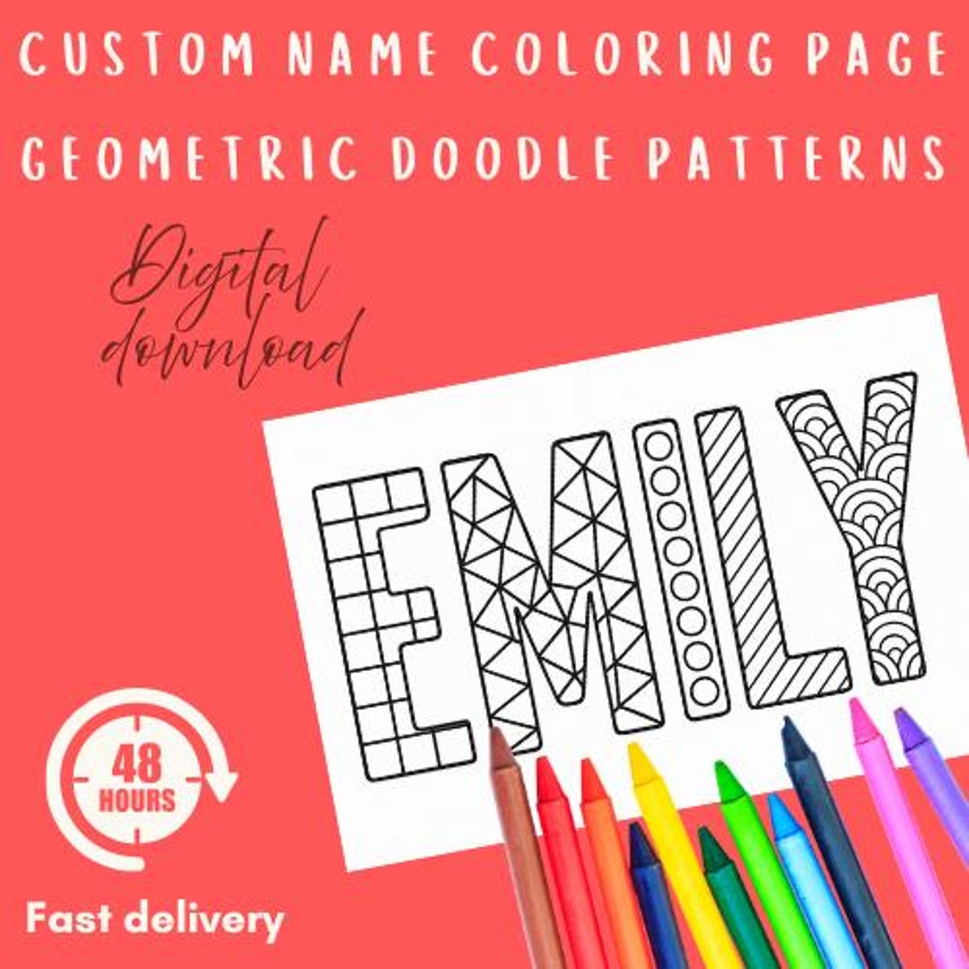 Personalized Name Coloring Page: Geometric Doodle Art (digital Download ...