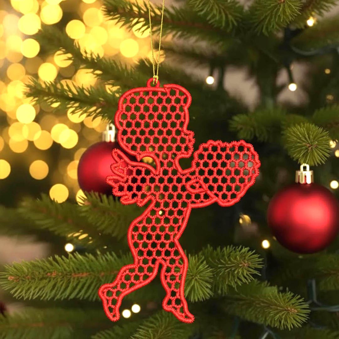 FSL Cupid Embroidery Design: Christmas Valentine Ornament (digital ...