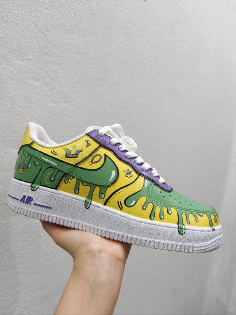 Mardi Gras Drip Air Force 1 Sneakers, Hand-painted Graffiti AF1 - Etsy