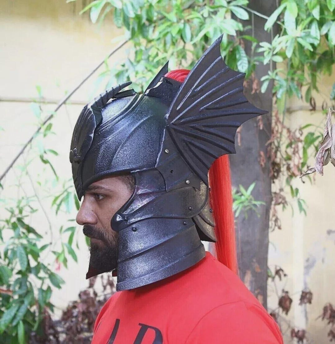 Medieval Black Helmet Daemon Targaryen Larp Steel Helmet Costume ...