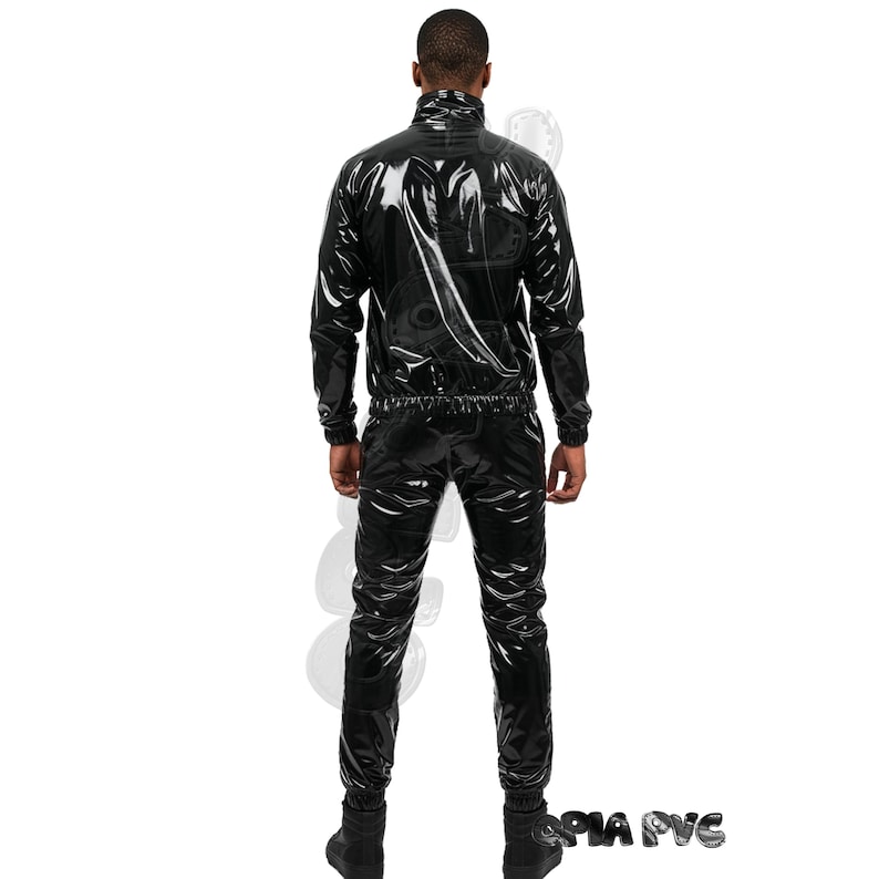 Men's Shiny Black Pvc Track Suit | WET Look Glossy Vinyl Jacket ...