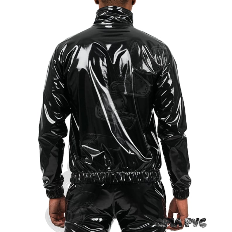 Men's Shiny Black Pvc Track Suit | WET Look Glossy Vinyl Jacket ...