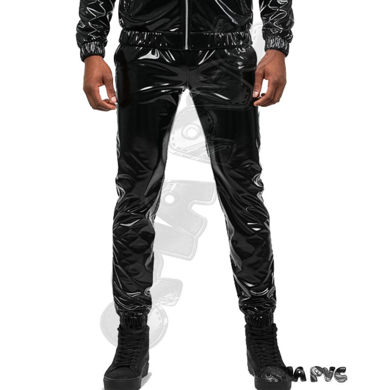 Men's Shiny Black Pvc Track Suit | WET Look Glossy Vinyl Jacket ...