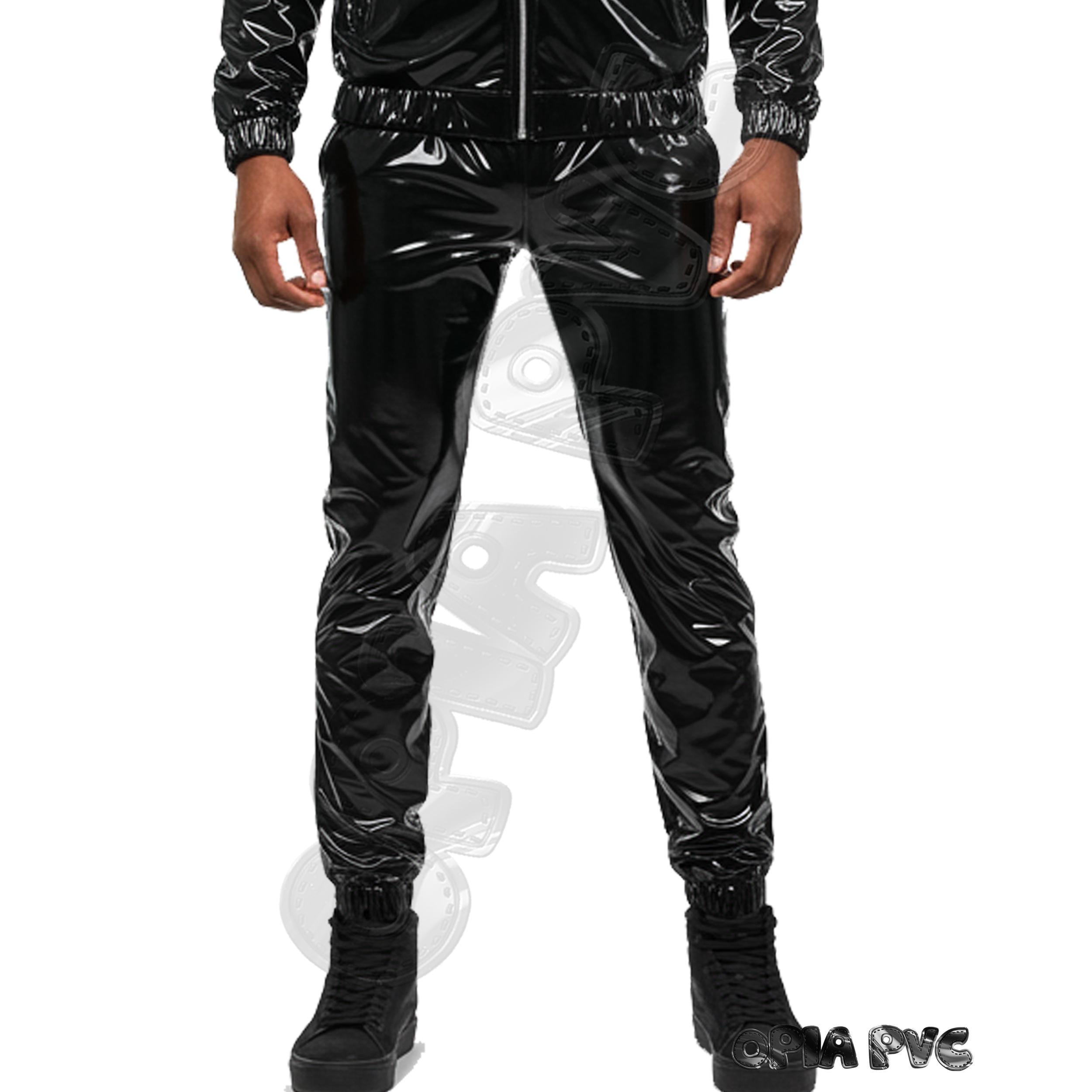 Men's Shiny Black Pvc Track Suit | WET Look Glossy Vinyl Jacket ...
