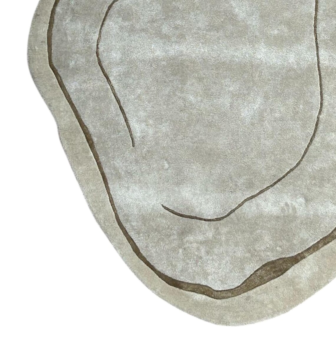 Handmade Irregular Shape Carpet, Organic Beige Tufted Rug, Abstract ...