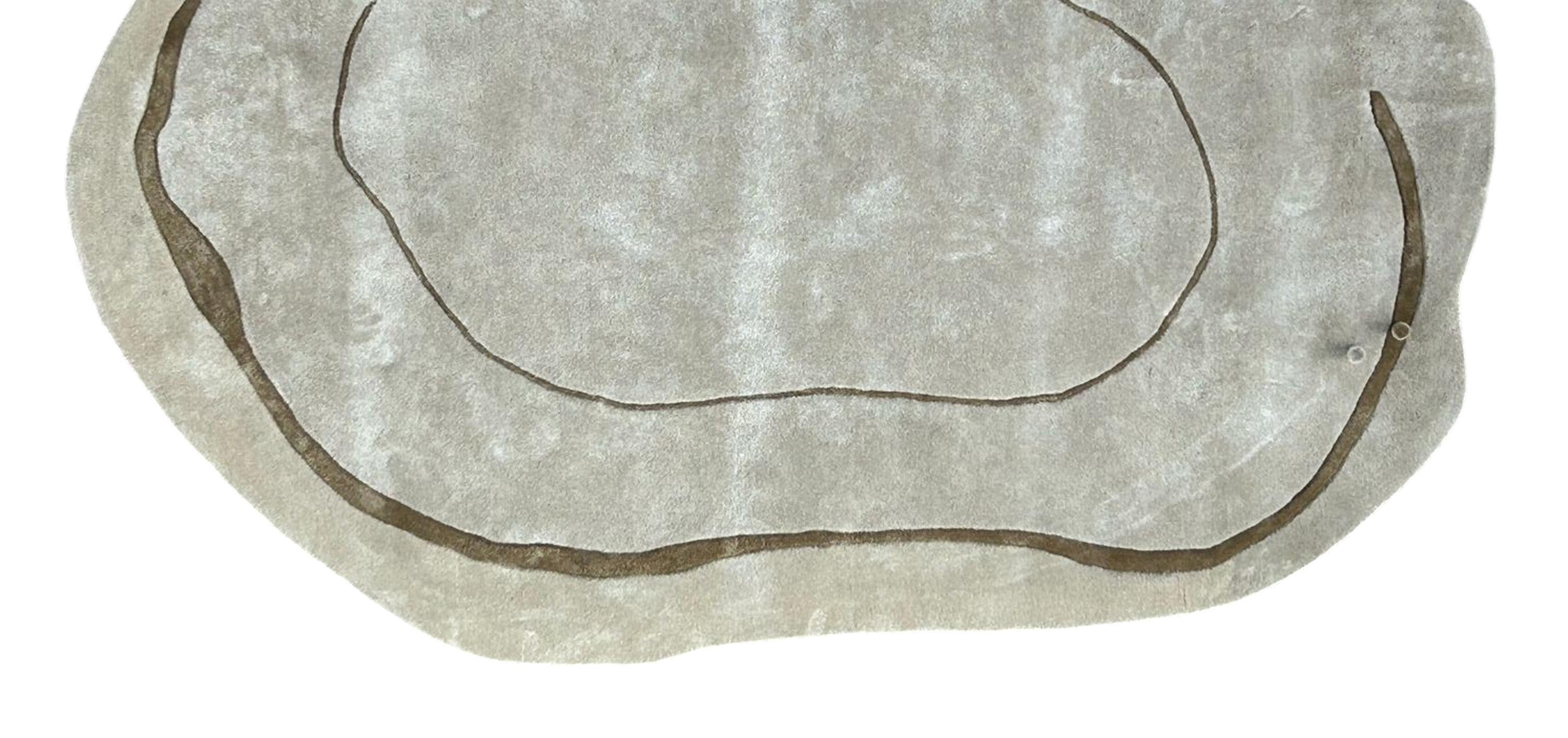 Handmade Irregular Shape Carpet, Organic Beige Tufted Rug, Abstract ...