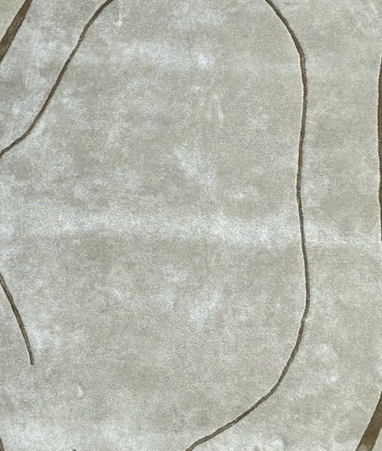 Handmade Irregular Shape Carpet, Organic Beige Tufted Rug, Abstract ...