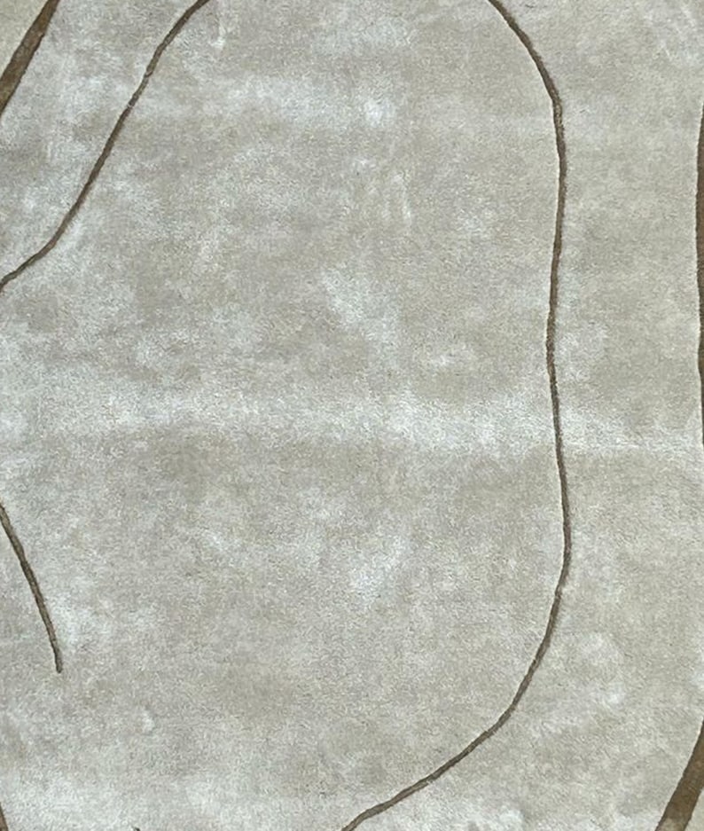 Handmade Irregular Shape Carpet, Organic Beige Tufted Rug, Abstract ...