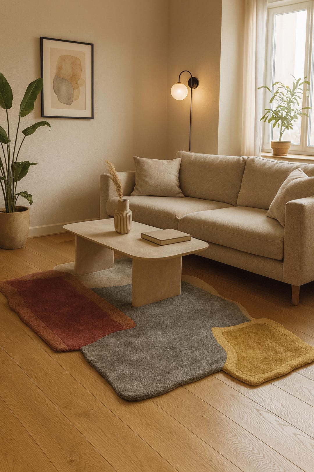 Modern Cozy Living Room Interior With Abstract Freeform Tufted Rug ...