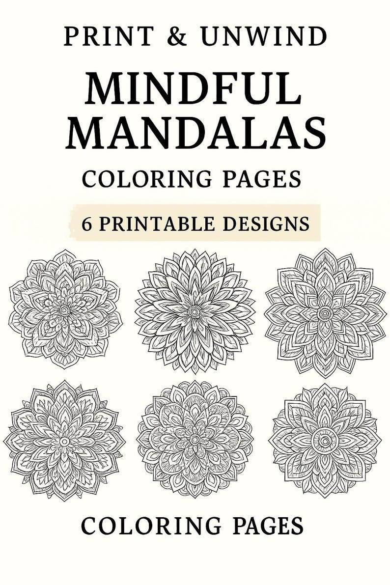 Mindful Mandalas – 6 Printable Coloring Pages for Adults | Relaxing ...