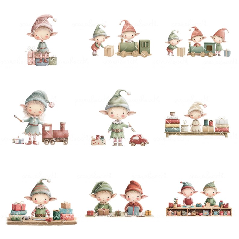 Santa's Workshop Clipart | Elves Building Toys | North Pole Factory ...