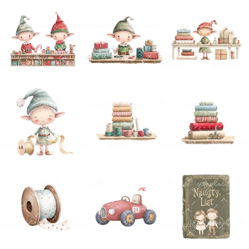 Santa's Workshop Clipart | Elves Building Toys | North Pole Factory ...
