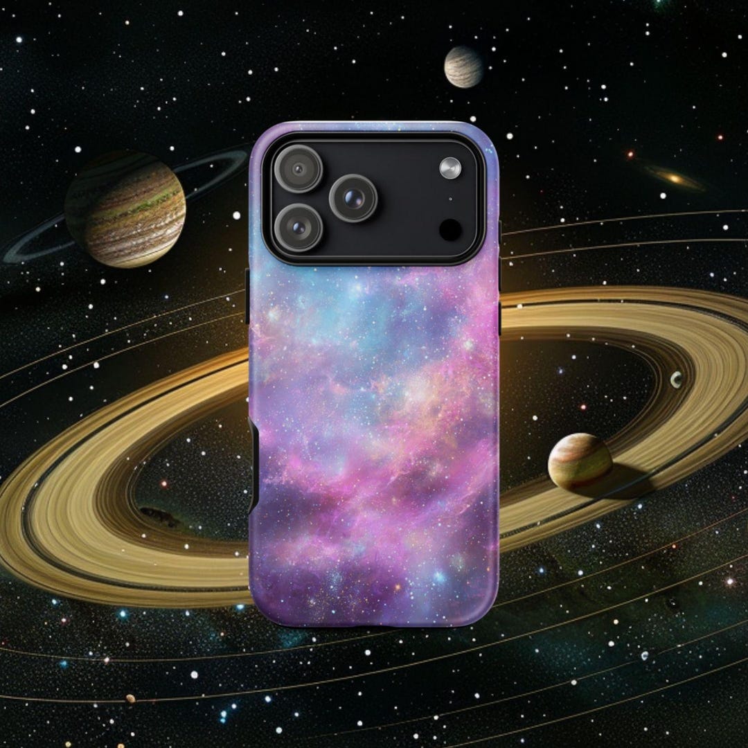 Galaxy iPhone Case, Purple Blue Nebula Phone Cover, Cosmic Space Dual ...