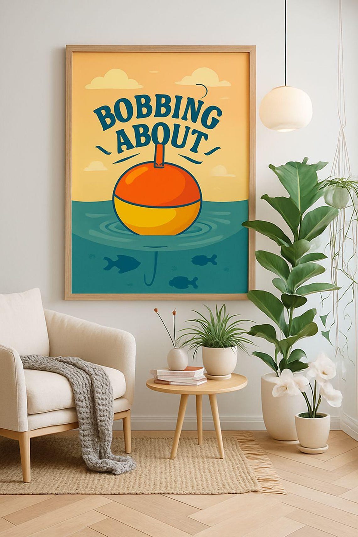 Bobbing About - Fishing Float Digital Print - Whimsical Nautical Wall ...