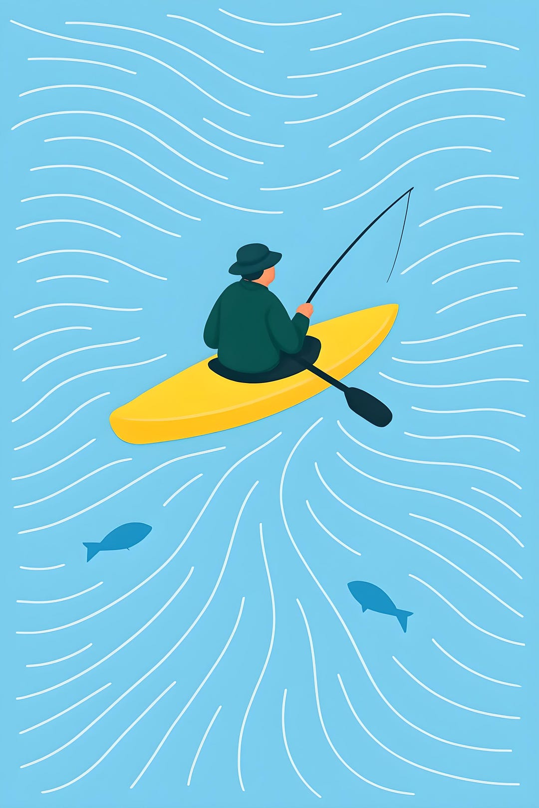 Kayak Fishing Digital Art Print – Bird's Eye View, Instant Download ...