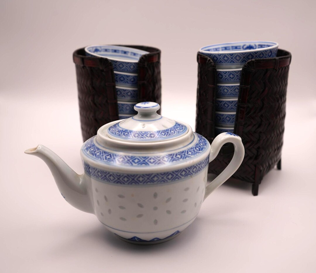 Chinese Blue and White Porcelain Tea Set With See-through Design ...