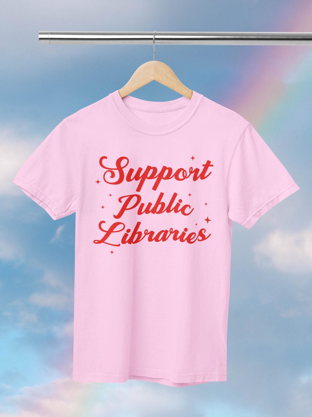 Support Public Libraries Tee Shirt With Stars: Gift for Librarian or ...