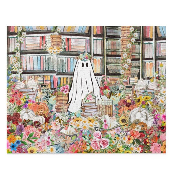 Halloween Ghost Puzzle in Library: Adorable Floral Ghost - Etsy