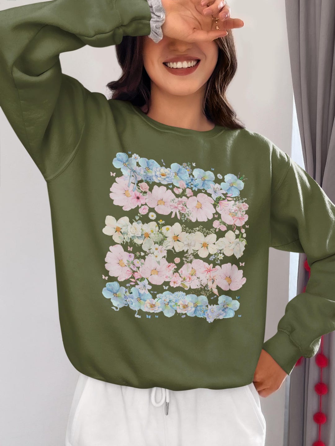 Subtle Transgender Floral Sweatshirt With Flowers and Butterflies ...