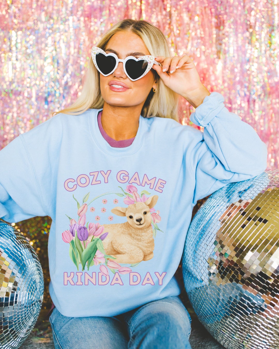 Gift for Cozy Gamer: Nineties Aesthetic Womens Sweatshirt With Flowers ...